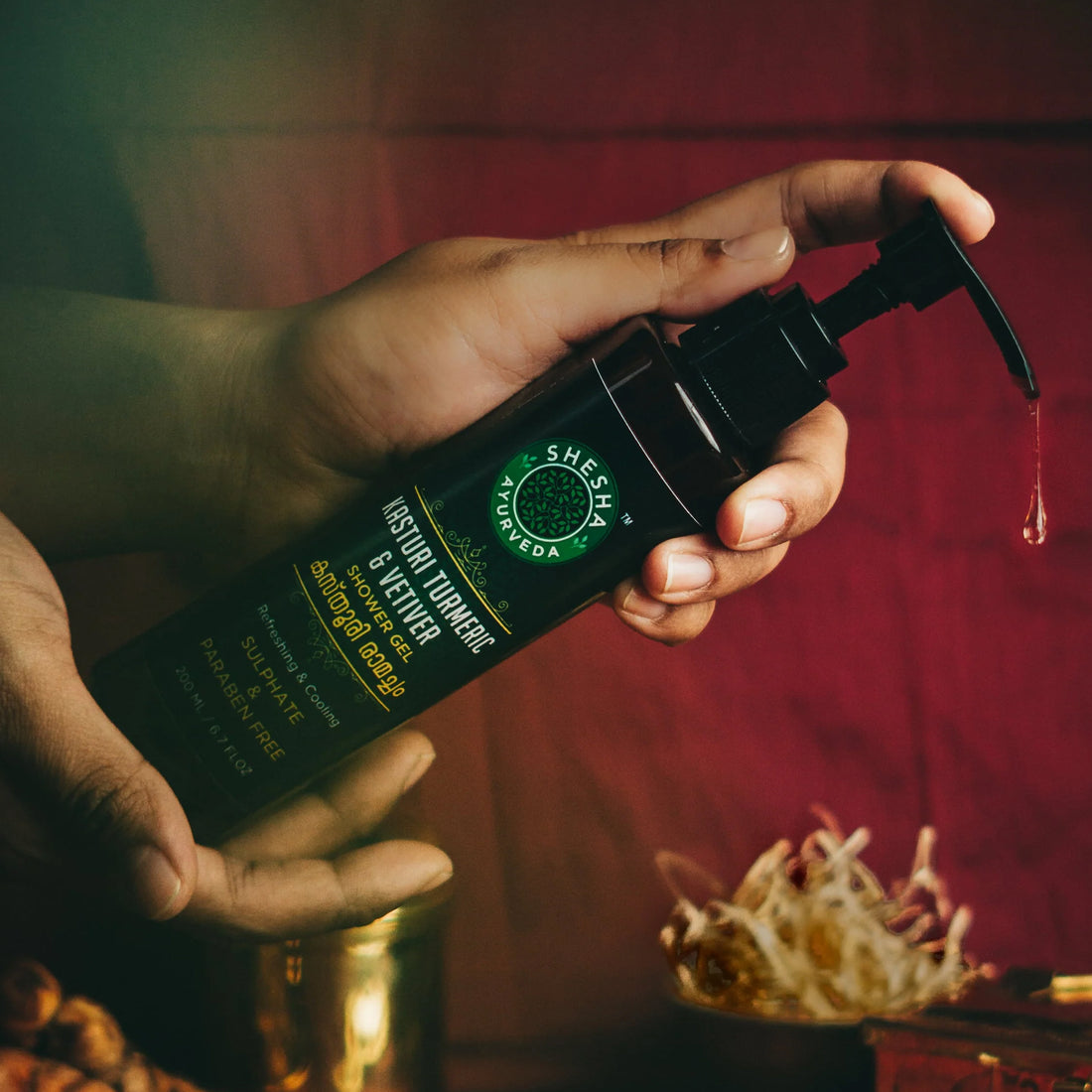 Shesha Ayurveda Kasturi Turmeric & Vetiver Shower Gel (Sulphate and Pa